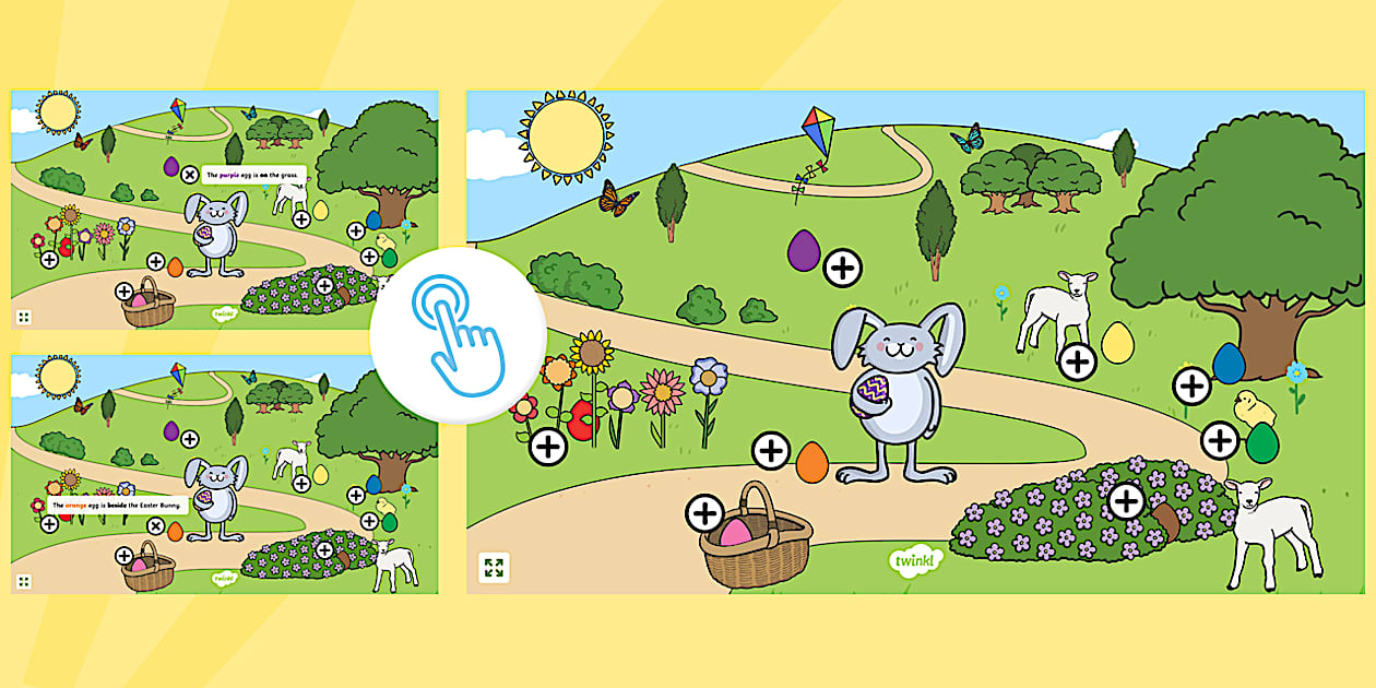 Easter Egg Hunt Prepositions Hotspots | Twinkl Go! - Twinkl