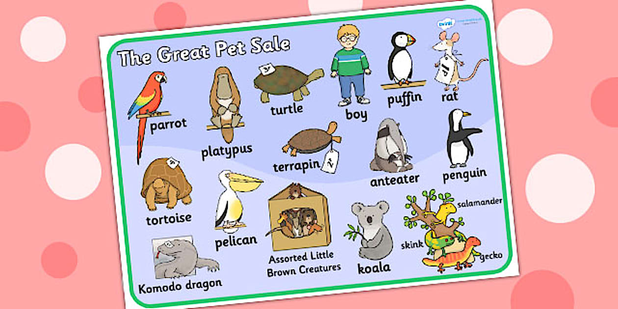 Editable Word Mat to Support Teaching on The Great Pet Sale
