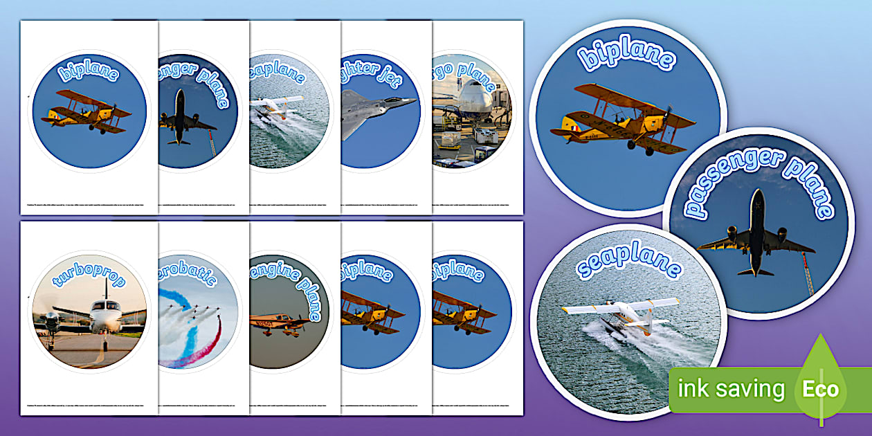 Aeroplanes Circle Display Photo Cut-Outs (teacher made)