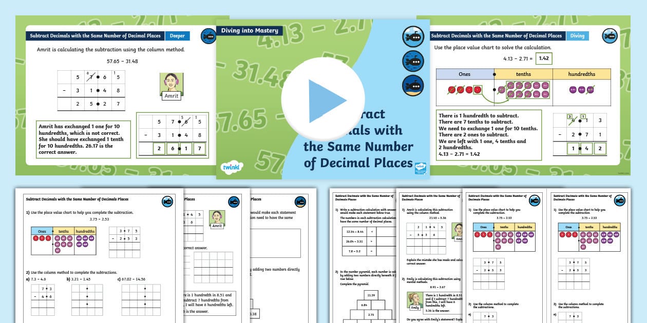 👉 Y5 DiM: Step 5 Subtract Decimals with Same Number of d.p