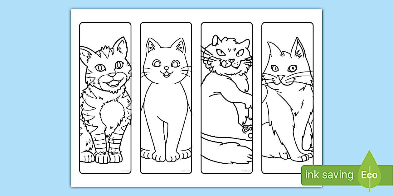 Cute Cat Colouring Bookmarks (teacher made) - Twinkl