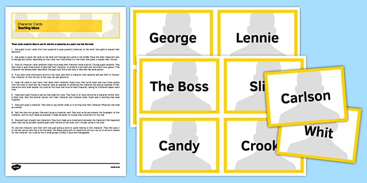 GCSE Of Mice and Men Character Cards Pack - Twinkl