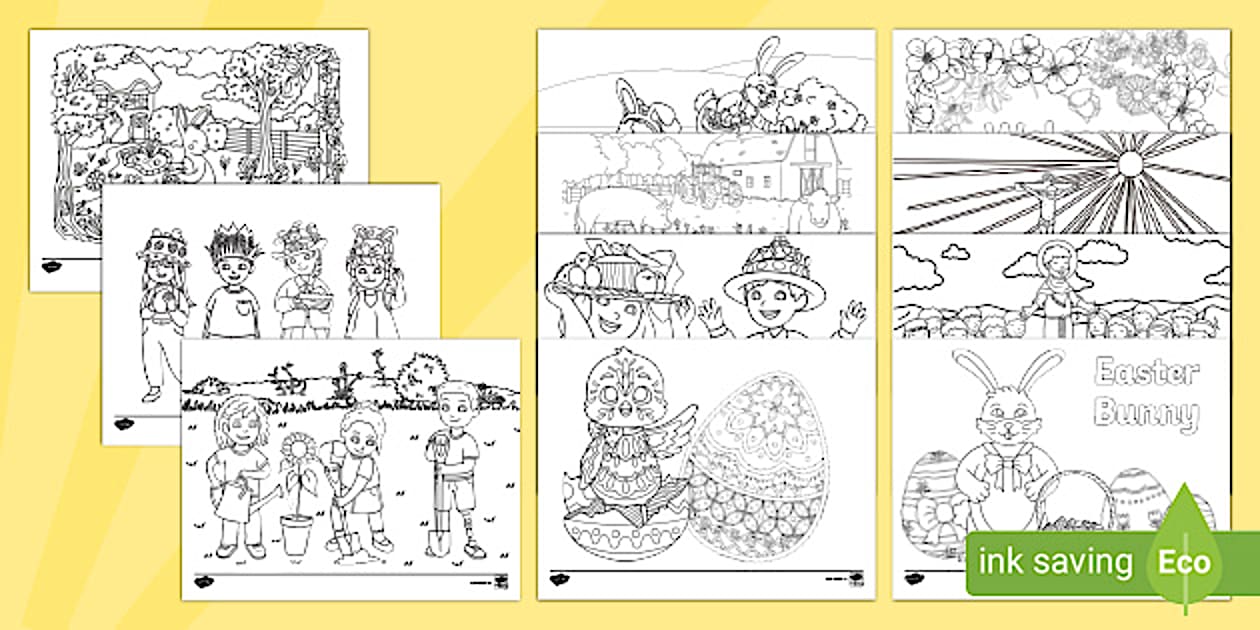 Easter Themes Colouring Pack | Set of 52 - Twinkl