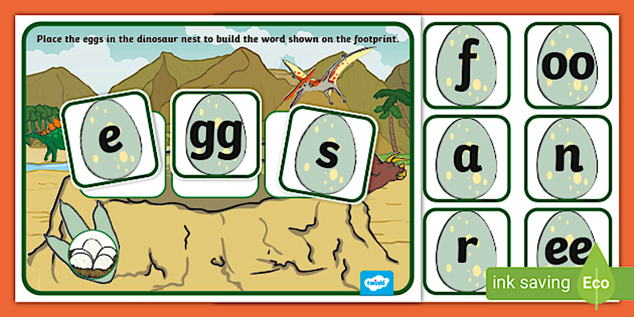 Dinosaur Phonics Worksheets – Word Building Activity