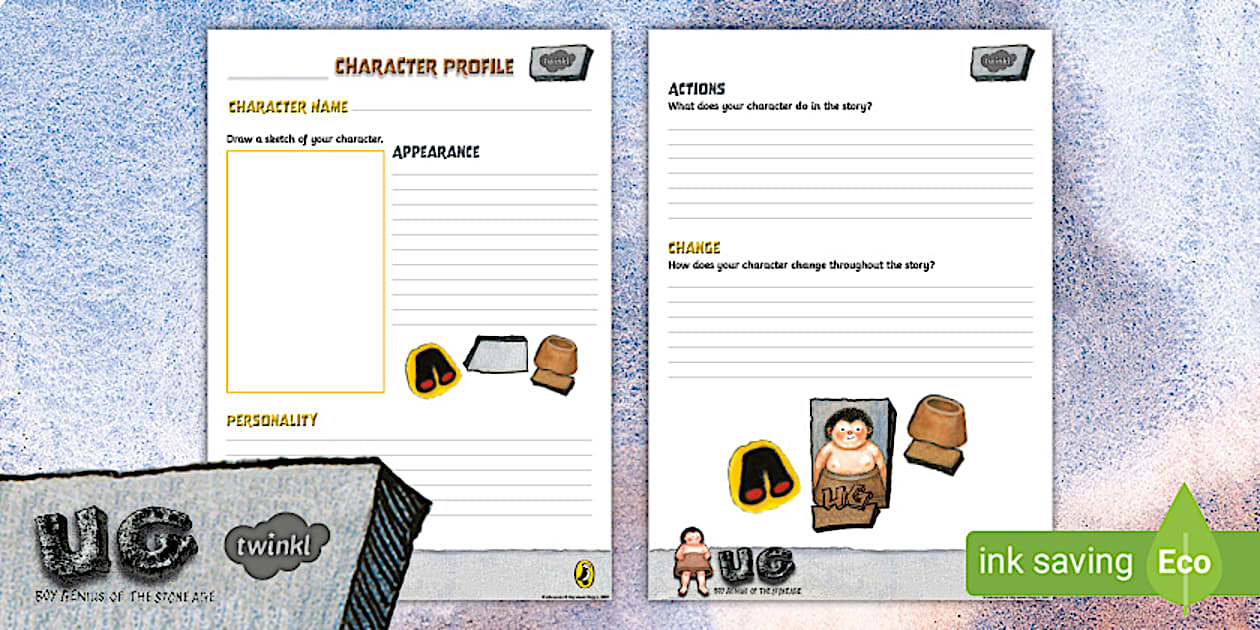 FREE! - Ug: Boy Genius Of The Stone Age - Character Profile Activity [Ages