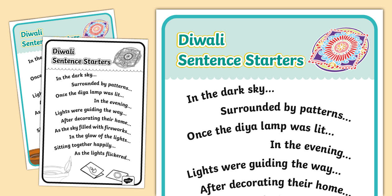 Diwali Sentence Starters KS1 Display Poster (teacher made)