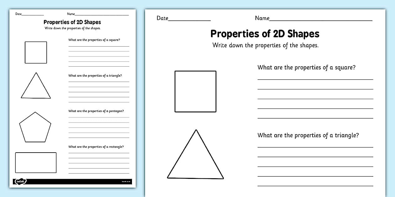 Properties of 2D shapes - Year 1 2D Shapes (teacher made)