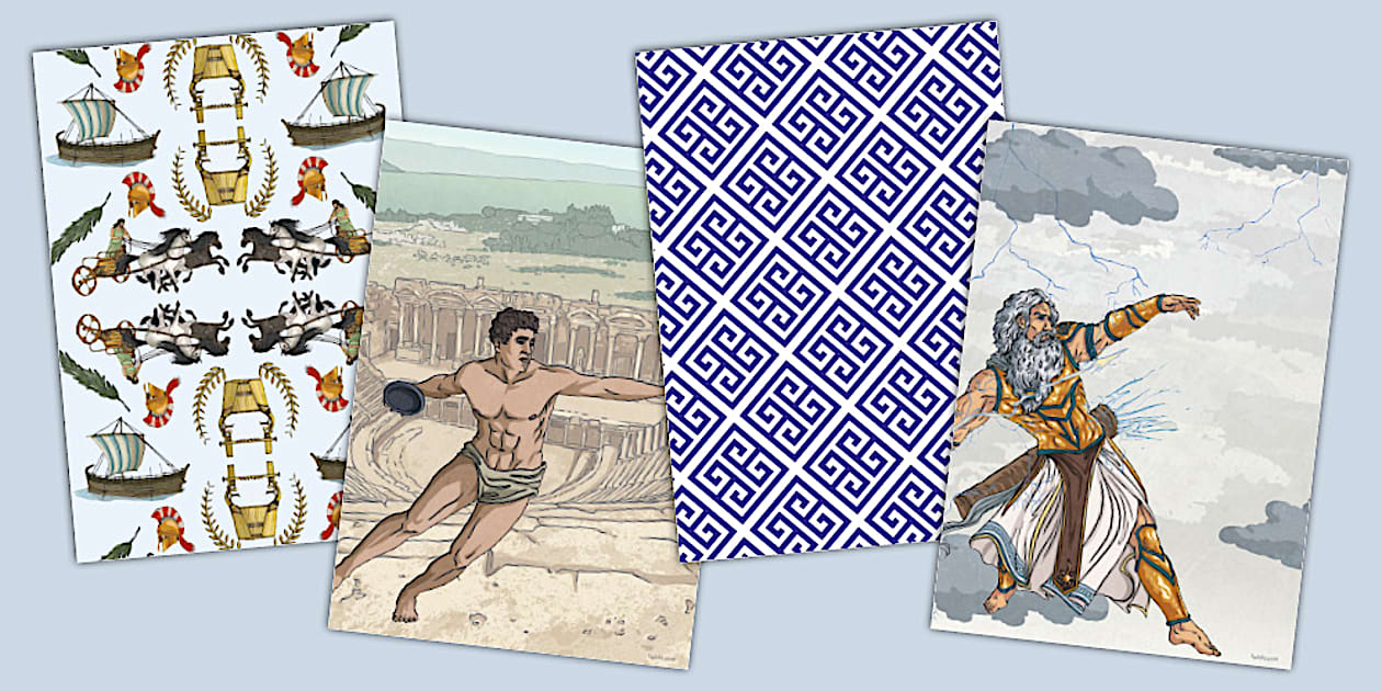 Greek Patterned Paper Pack - Twinkl Paper (teacher made)