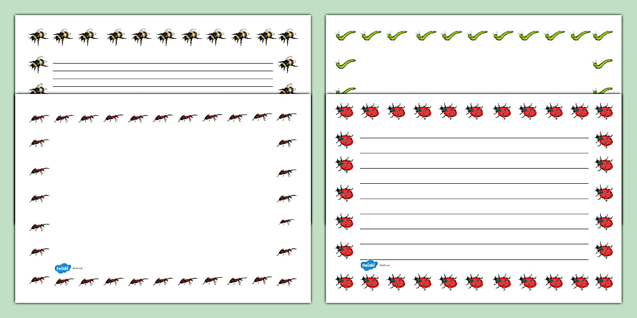 Mixed Minibeast Full Page Borders (Landscape) (teacher made)