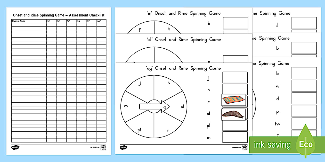 Onset and Rime Spinner Game (teacher made) - Twinkl