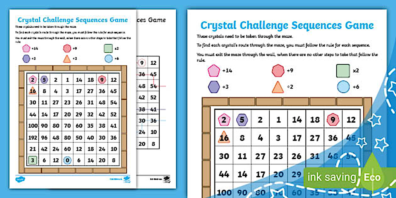 👉 Sequences: Crystal Challenge Game (Ages 9 - 10)