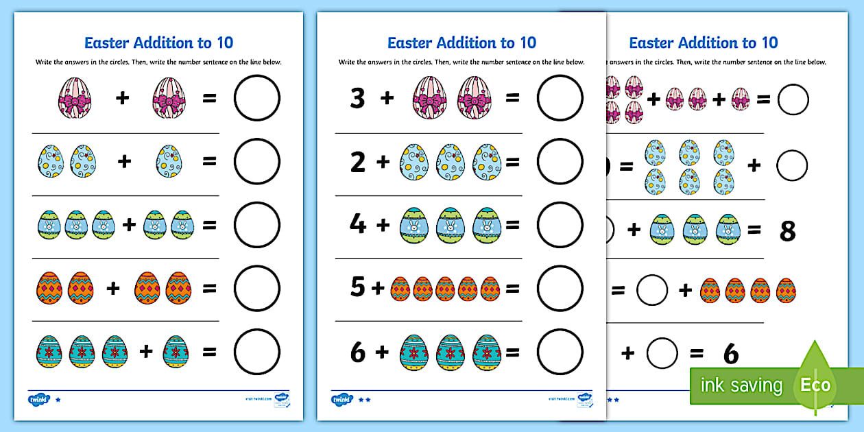 Easter Addition Sheet (Teacher-Made) - Twinkl