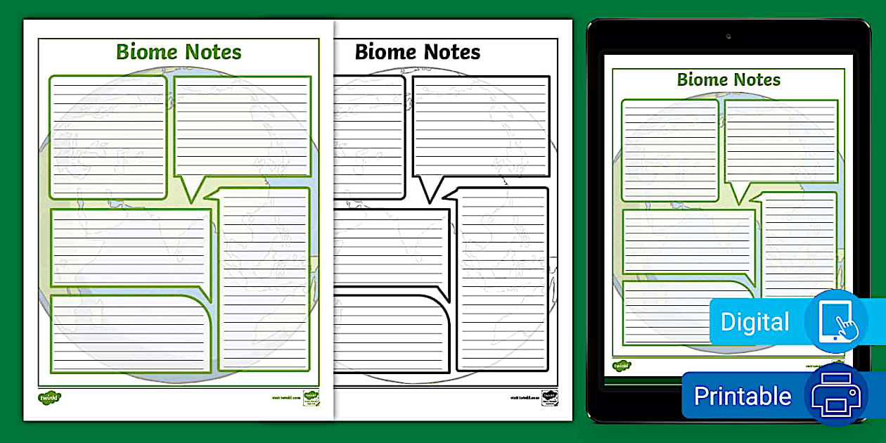 Biome Notes Graphic Organizer for 6th-8th Grade - Twinkl
