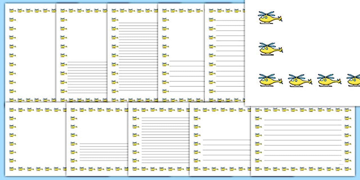 Editable Helicopter Page Borders (teacher made) - Twinkl