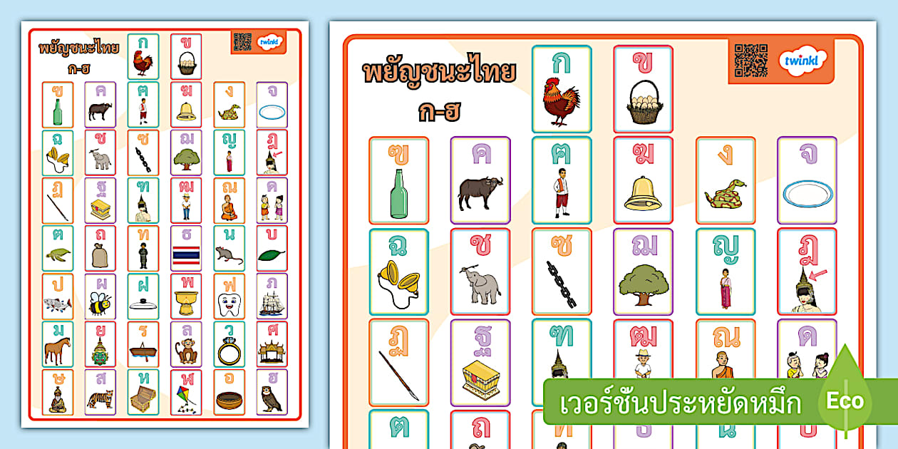 โปสเตอร์พยัญชนะไทย - Thai Alphabet Poster