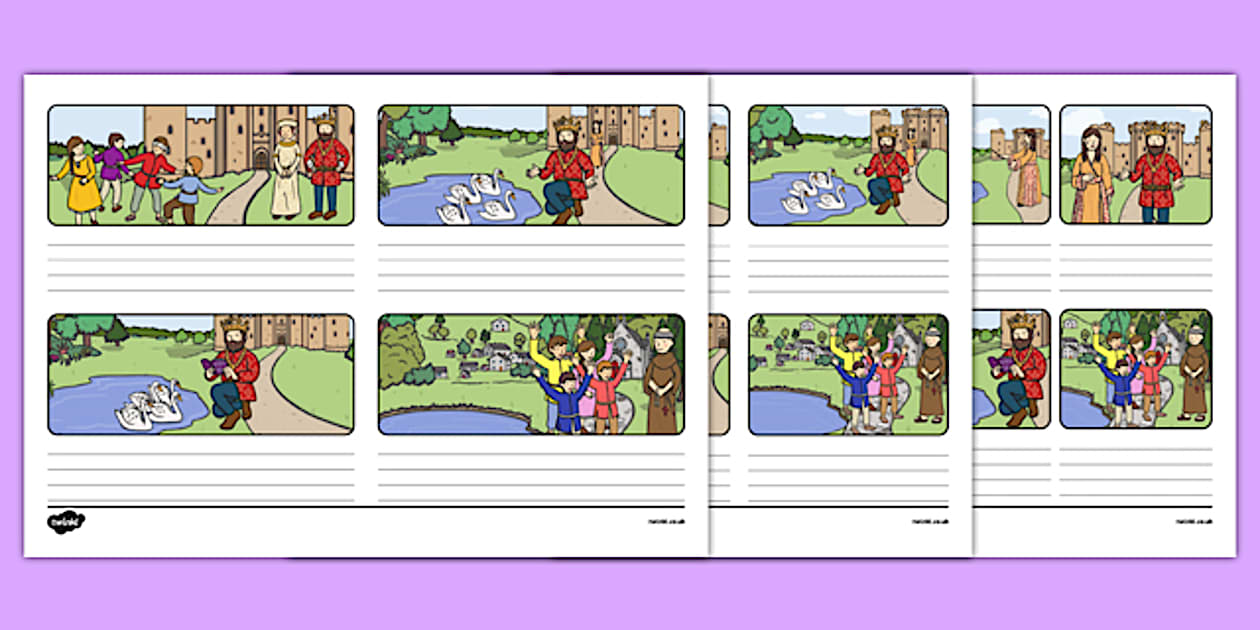 The Children of Lir Lined Storyboard Template - Twinkl