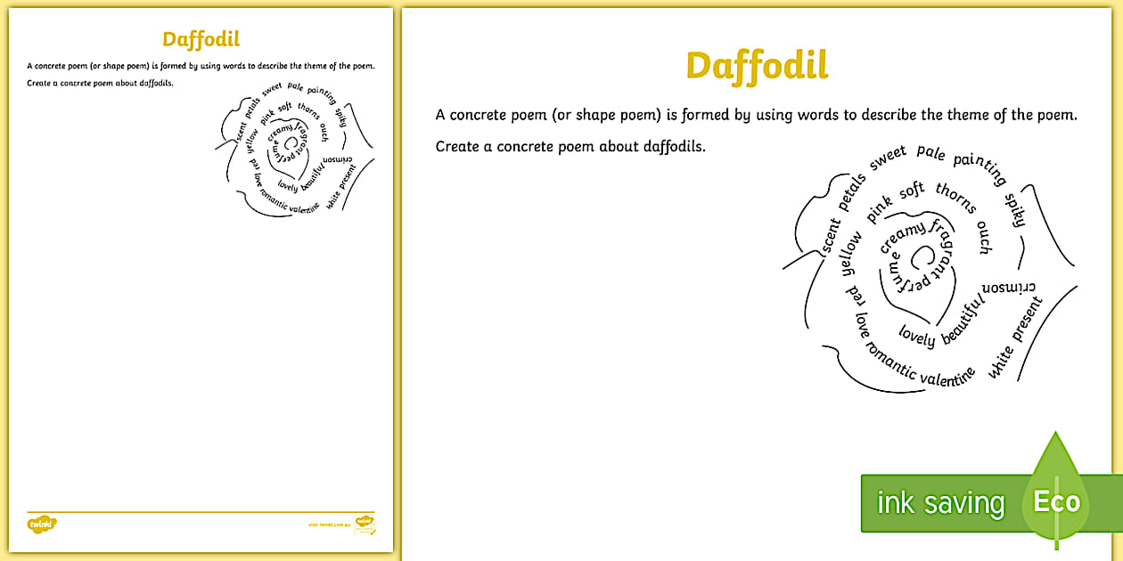 Daffodil Concrete Poem Activity - Twinkl