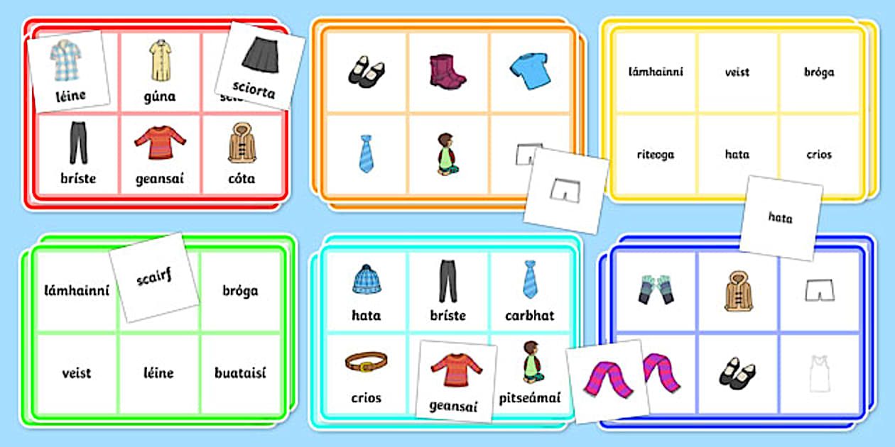 Bingo Gaeilge | Éadaí | Acmhainní Gaeilge | - Twinkl