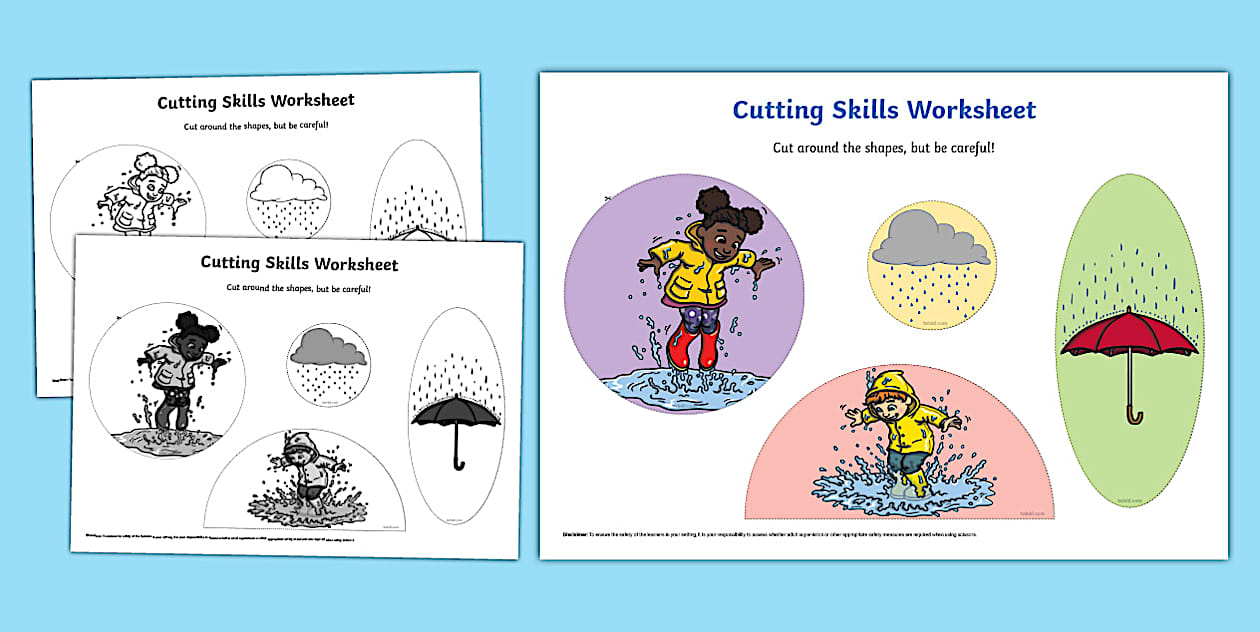 Rain Cutting Skills Worksheet - Twinkl Art
