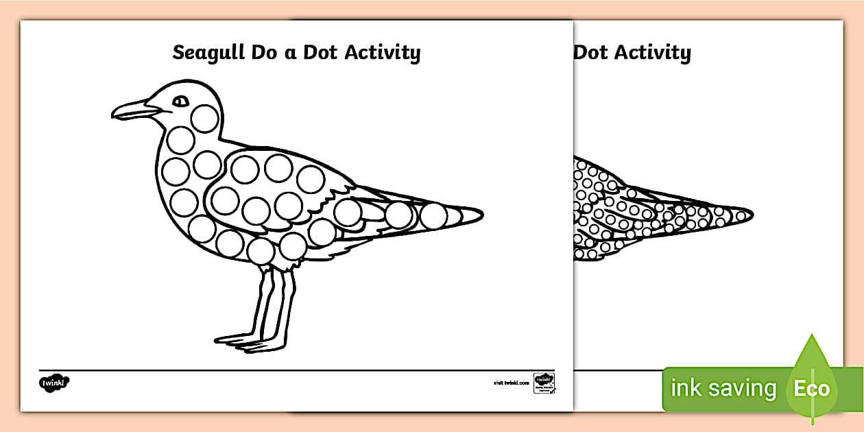 Seagull Do a Dot Activity (teacher made) - Twinkl
