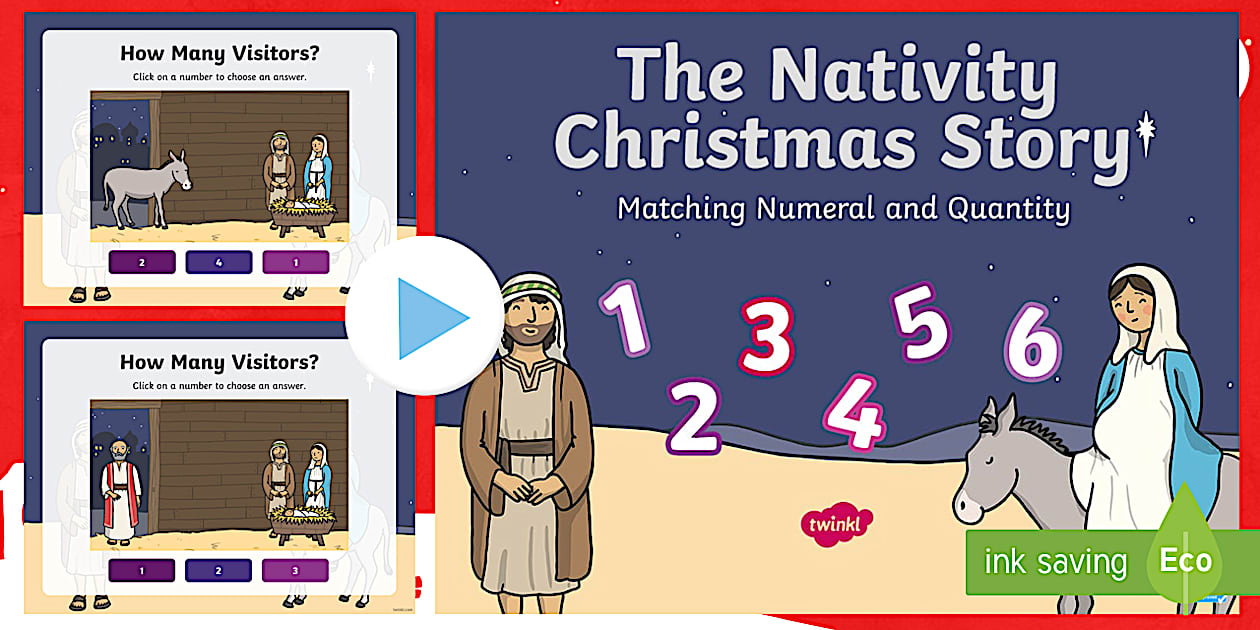The Nativity Christmas Story Matching Numeral and Quantity PowerPoint