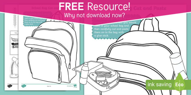 FREE! - School Bag Cut and Paste - Back to School Craft Activity