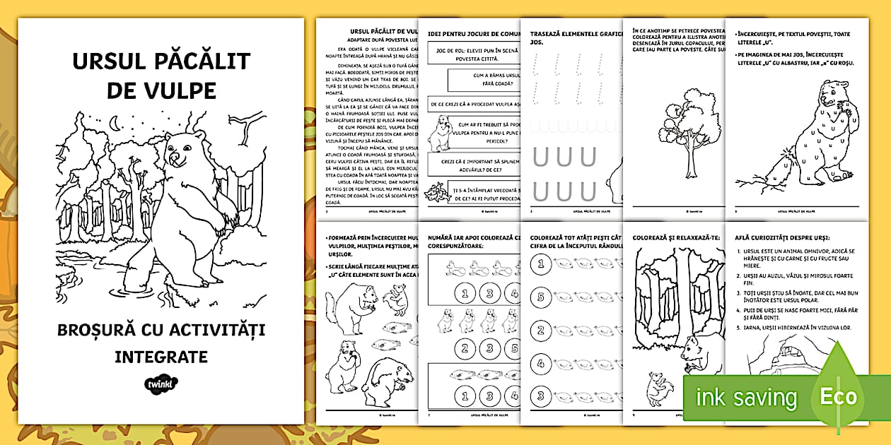 Editable Ursul păcălit de vulpe - Broșură cu activități integrate