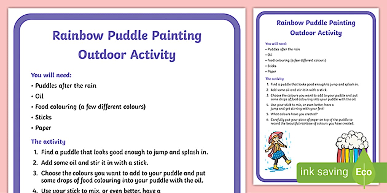 Rainbow Puddle Painting Activity - Twinkl Early Years