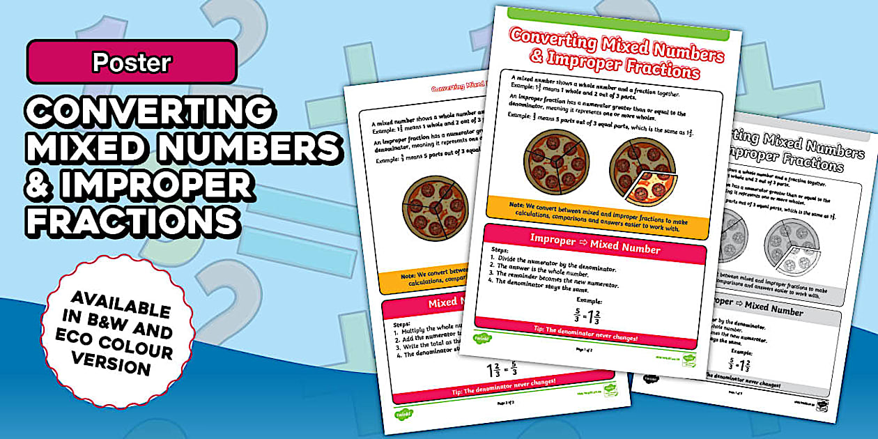 Mixed & Improper Fractions Conversion Poster Pack