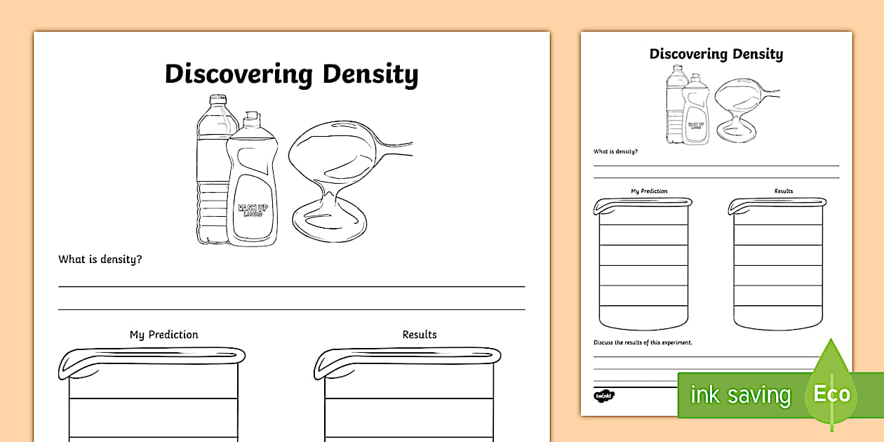 Discovering Density Worksheet (teacher made) - Twinkl