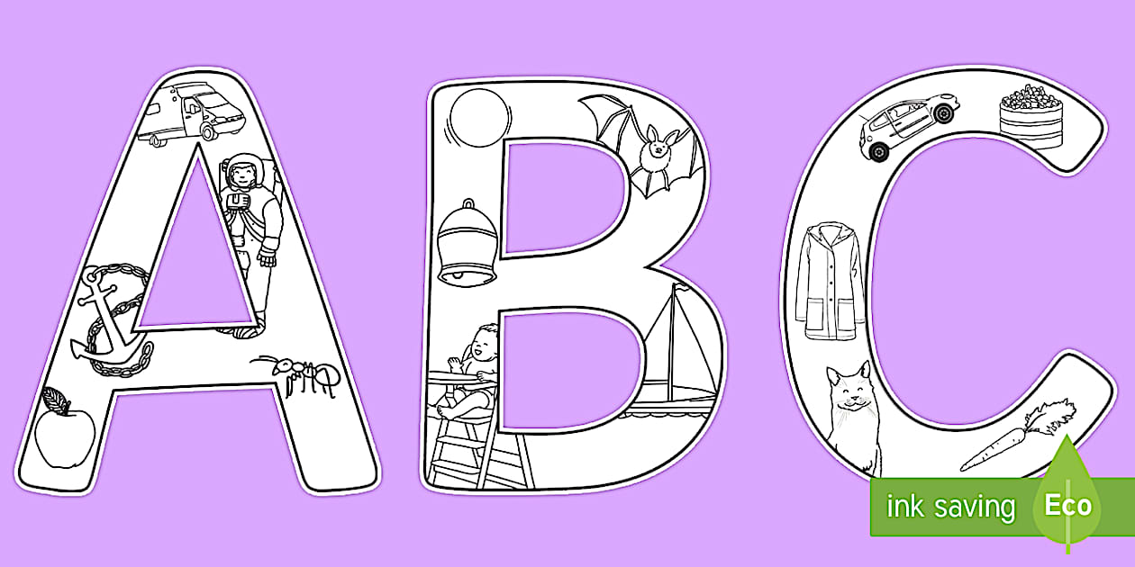 Editable Alphabet Colouring Display Lettering | Classroom