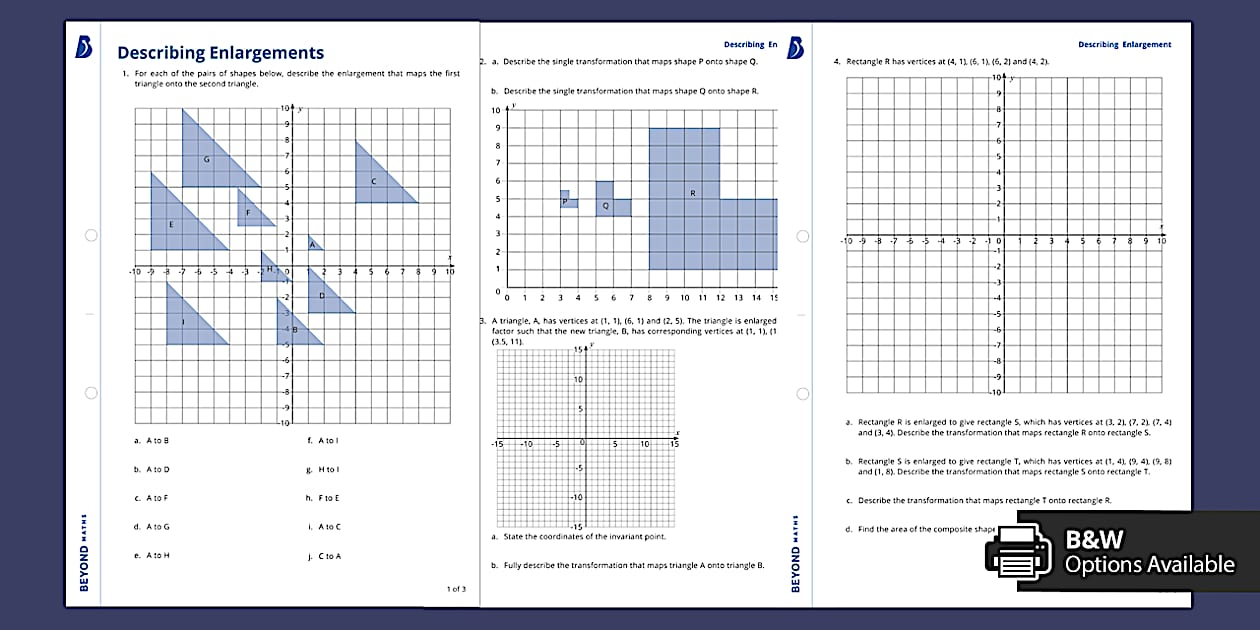 👉 Describing Enlargements Worksheet | KS3 Maths | Beyond