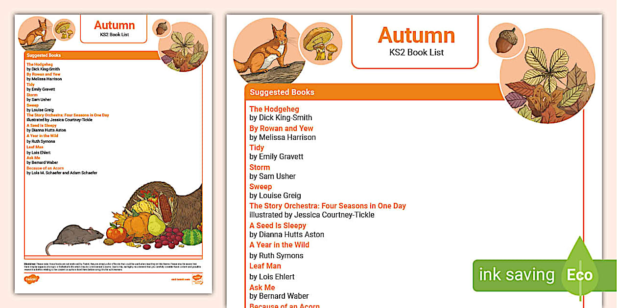 KS2 Autumn-Themed Book List (Teacher-Made) - Twinkl