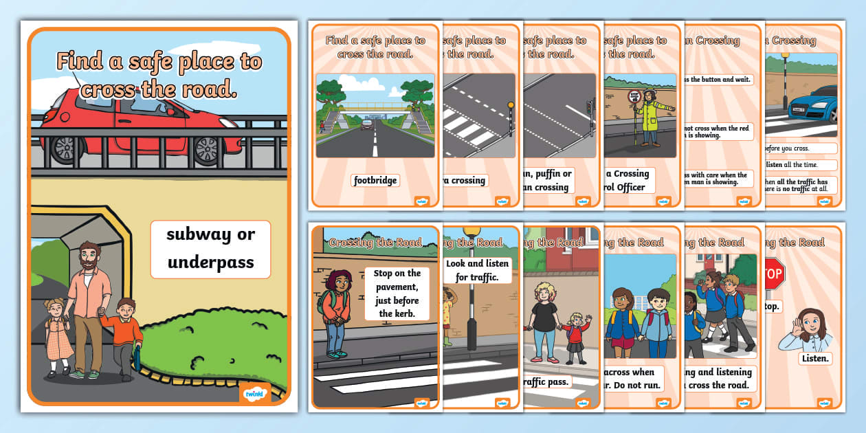 Road Crossing Safety Cards - Twinkl - KS1 - Twinkl