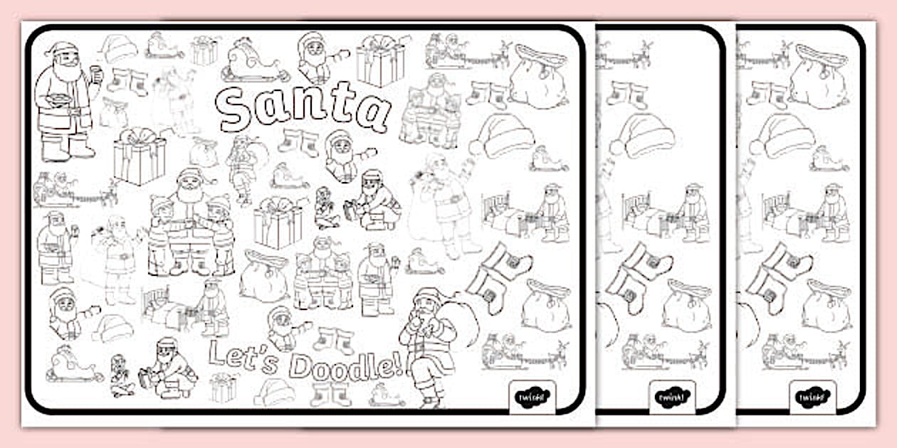Santa Doodle Colouring Pages - Twinkl - KS1