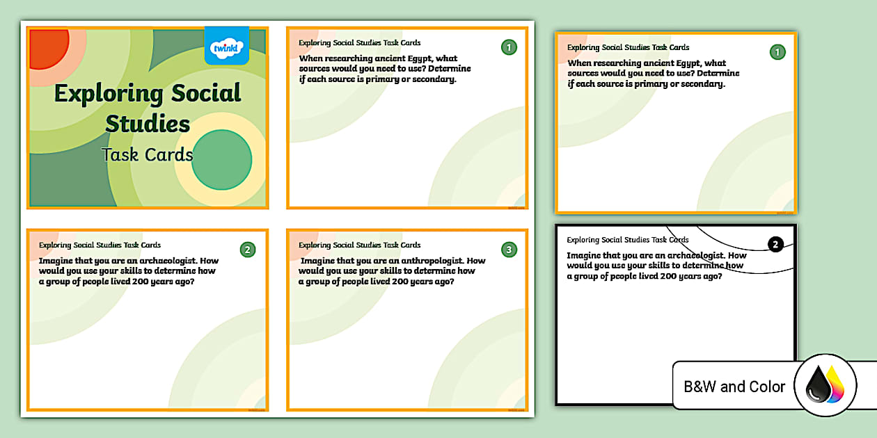 Sixth Grade Exploring Social Studies Task Cards - Twinkl