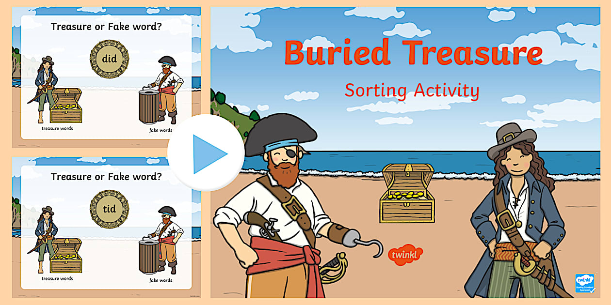 Pirate Buried Treasure Sorting Activity (Phase 2) - Twinkl