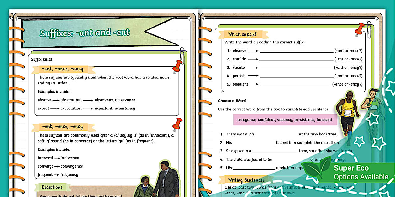 Suffixes: -ant and -ent (Ages 9 - 11)