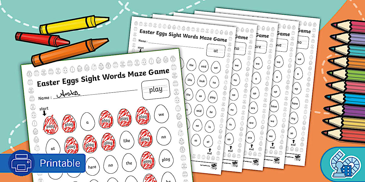Easter Dolch Sight Words Maze Game - Easter Activities