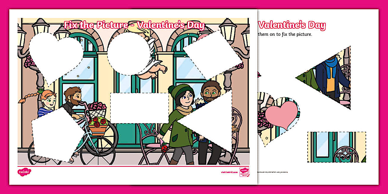 Valentine's Day Shape Puzzle (Teacher-Made) - Twinkl