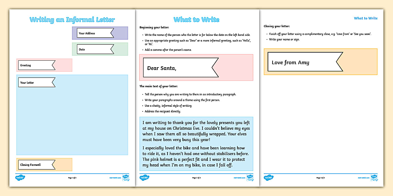 Writing an Informal Letter Prompts - Twinkl - KS2 - Twinkl