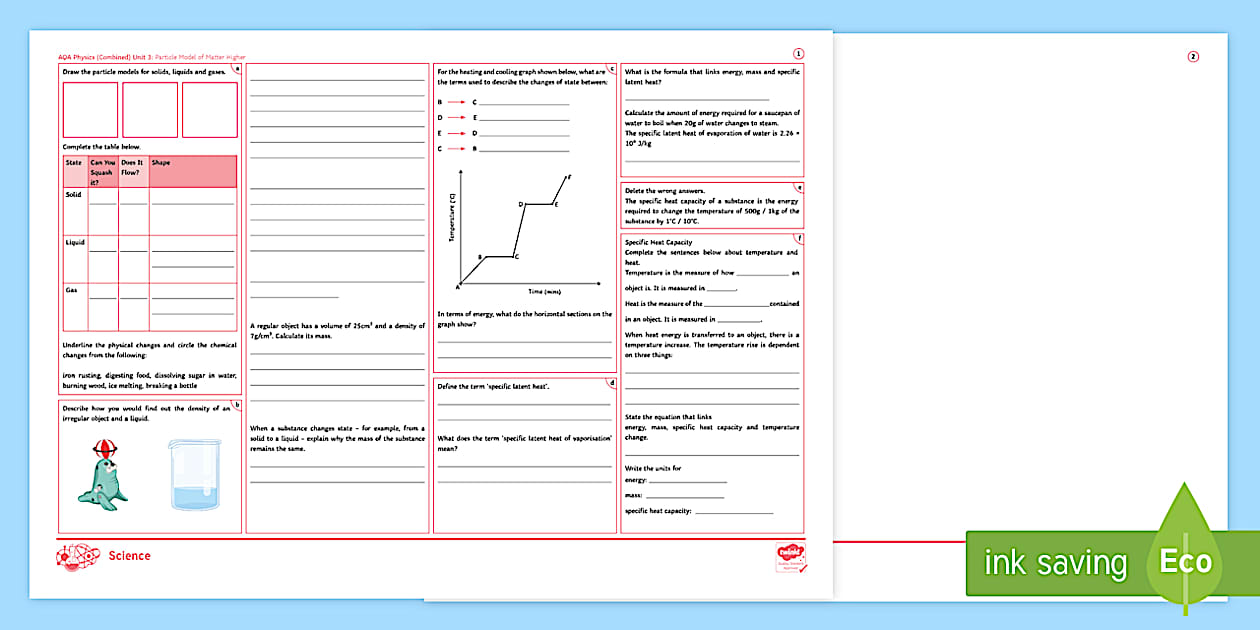 AQA Physics Combined Science Unit 3: Particle Model of Matter Higher Revision