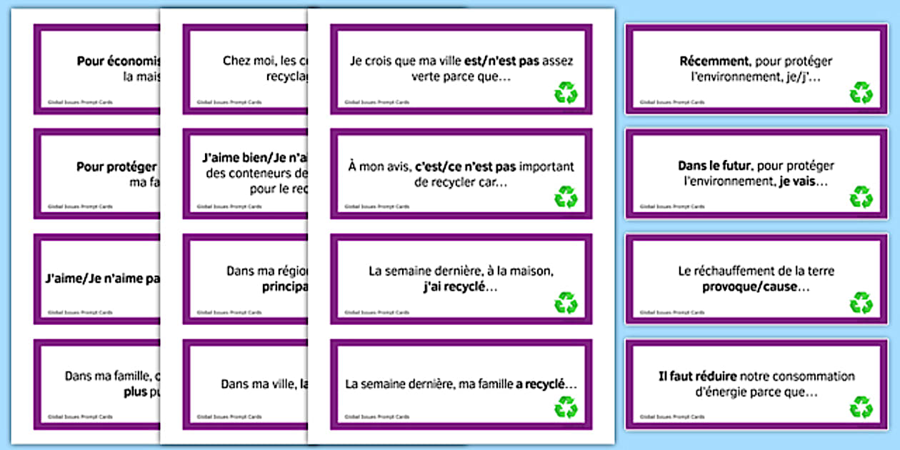 Global Issues Prompt Cards French