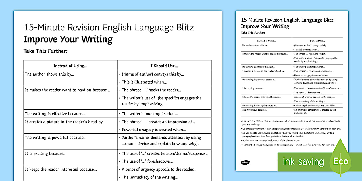15-Minute Language Blitz: Improve your Phrasing! Guide - Secondary