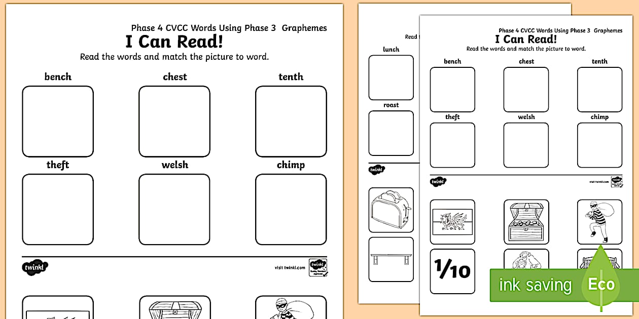 Precursive I Can Read Phase 4 CVCC Words Using Phase 3 Graphemes Worksheet