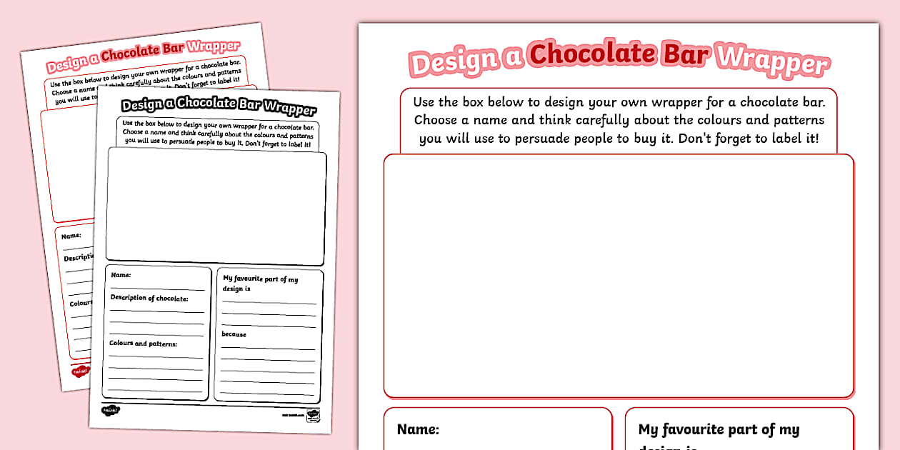 Design a Chocolate Bar KS1 Worksheet