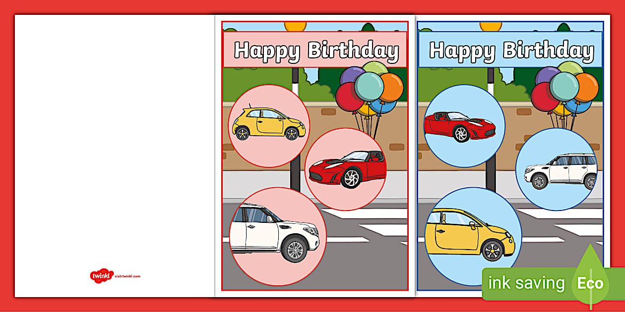 Car Birthday Cards (teacher made) - Twinkl