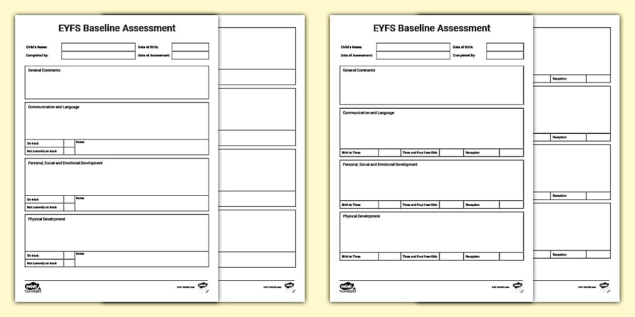Childminder EYFS Baseline Assessment - Twinkl
