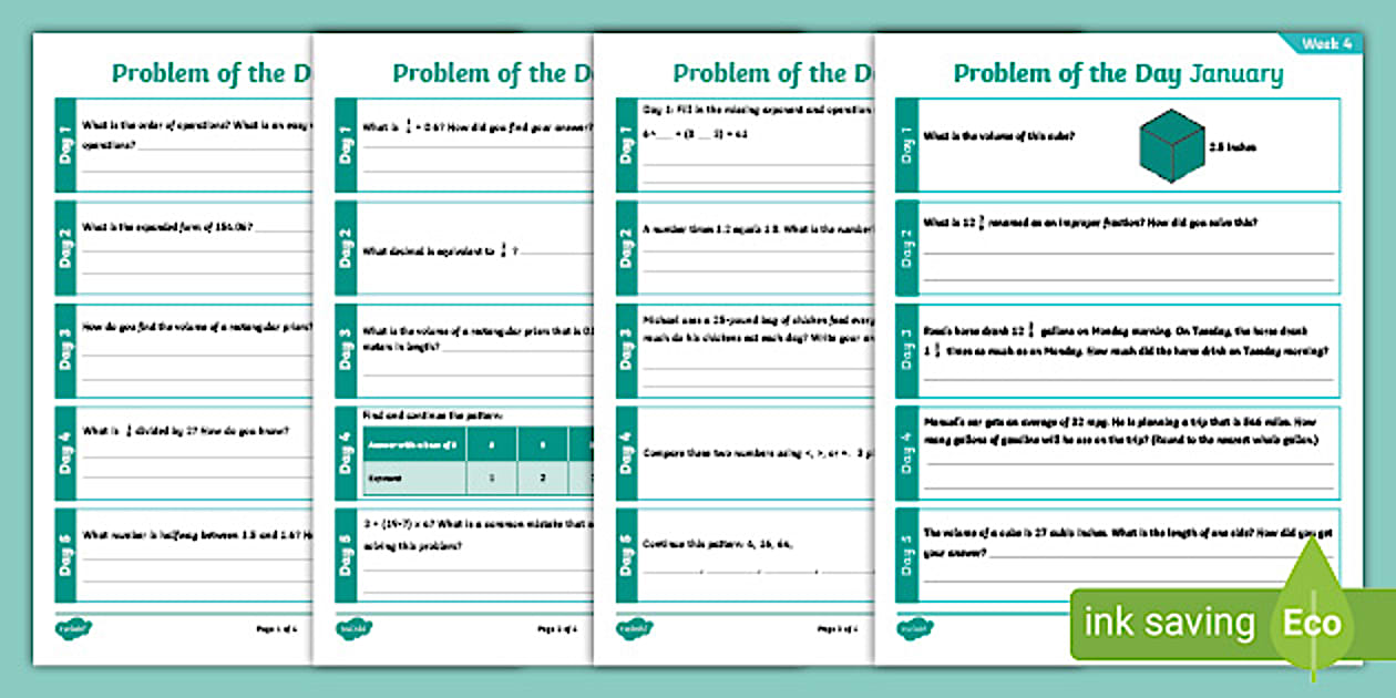 Fifth Grade Math Problem of the Day - January Activities