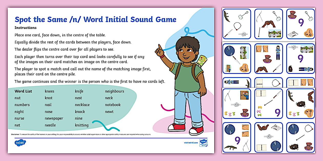 Spot The Same N Word Initial Sound Game Teacher Made